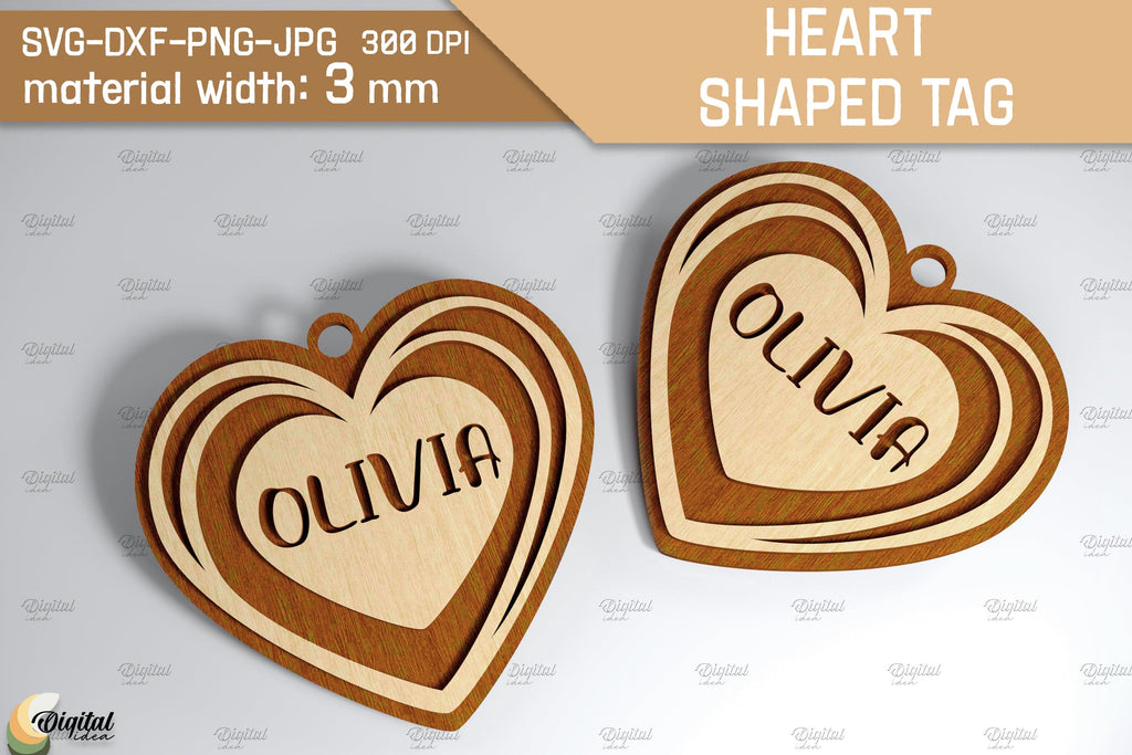 Heart Shaped Tags Laser Cut. Valentine Heart. Personalized SVG - So Fontsy