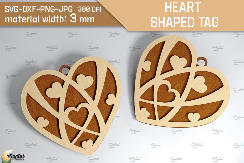 Heart Shaped Tags Laser Cut. Valentine's Day SVG - So Fontsy