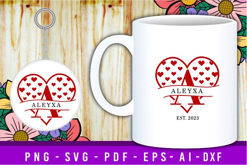 Heart Split Monogram Letters SVG, Valentine Split Font SVG, Valentines ...