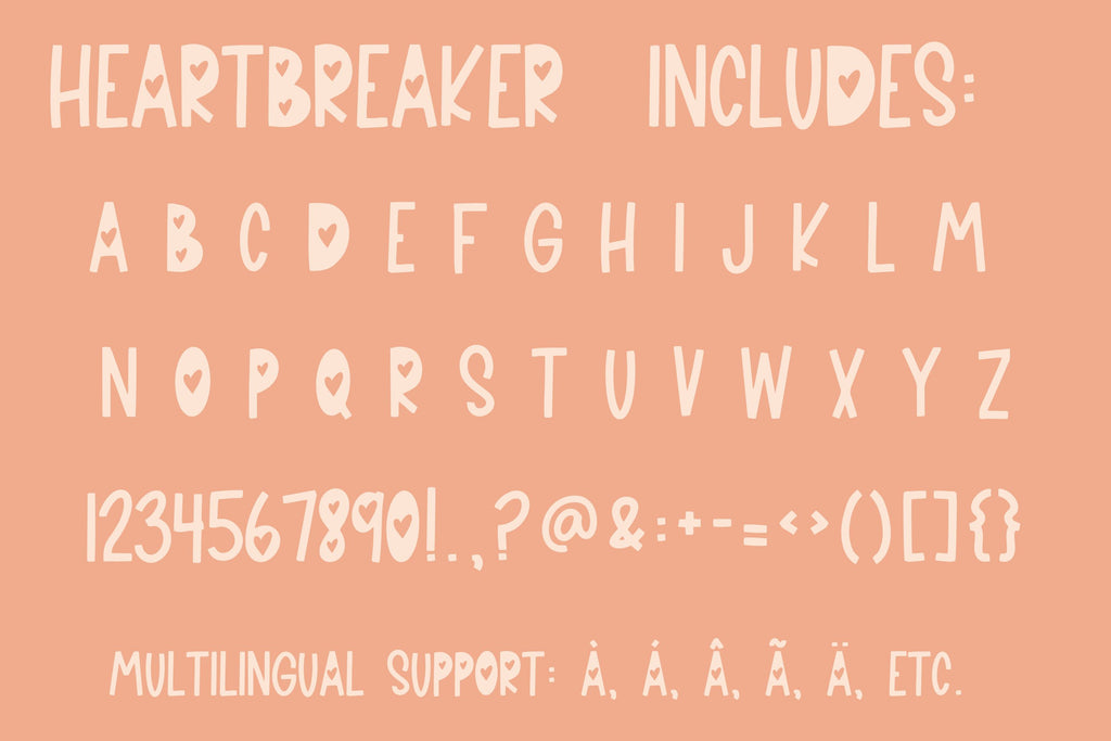 Heartbreaker, Handwritten Font with Hearts - So Fontsy