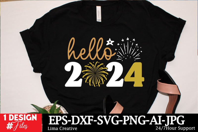 Hello 2024 SVG Cut File ,New Year Sublimation, Happy New Year SVG Design,New Year Sublimation ...