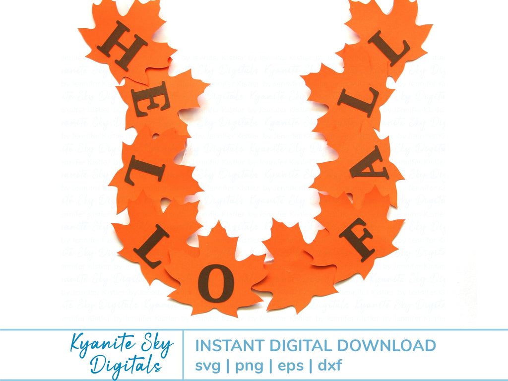 Hello Fall Leaves Bunting SVG autumn paper garland banner - So Fontsy