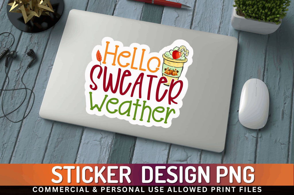 Hello sweater weather Sticker Design - So Fontsy