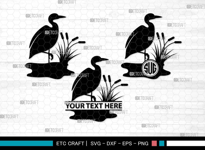 Heron SVG, Heron Silhouette, Bird Svg, Heron Reeds Svg, Lake Reeds Svg ...