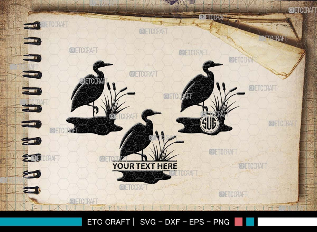 Heron SVG, Heron Silhouette, Bird Svg, Heron Reeds Svg, Lake Reeds Svg ...