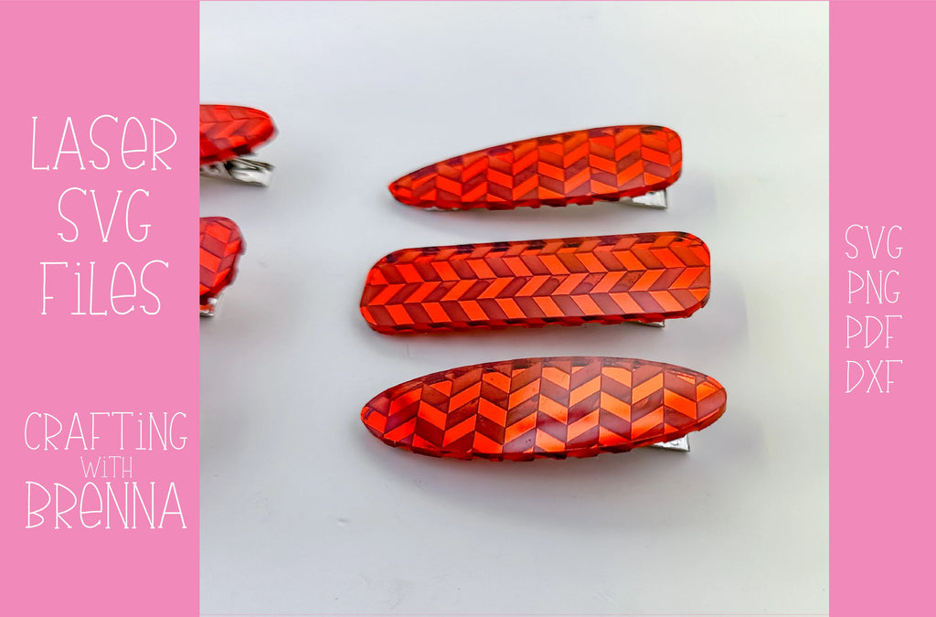 Herringbone Hair Clips Laser SVG File - So Fontsy