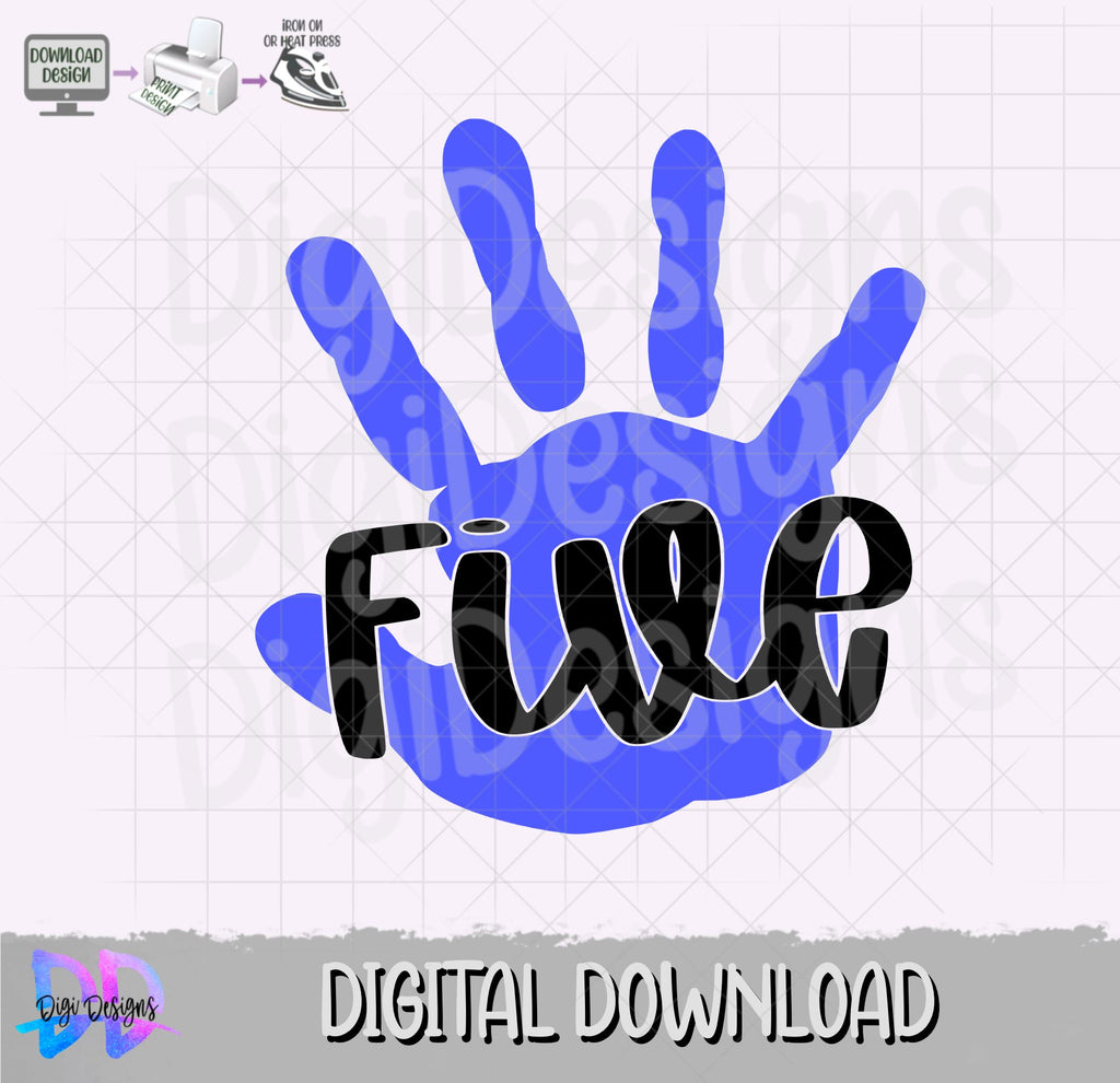 Hi Five Svg- Png- 5th Birthday- five- Digital Download - So Fontsy