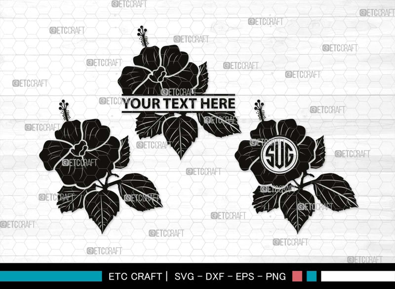 Hibiscus Monogram, Hibiscus Silhouette, Hibiscus SVG, Tropical Flower ...