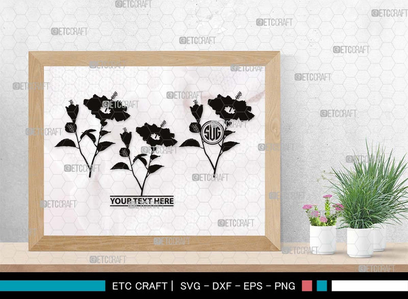 Hibiscus Monogram, Hibiscus Silhouette, Hibiscus SVG, Tropical Flower ...
