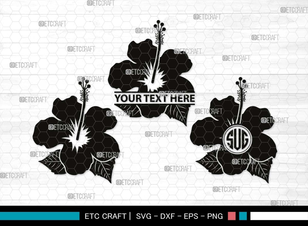 Hibiscus Monogram, Hibiscus Silhouette, Hibiscus SVG, Tropical Flower ...