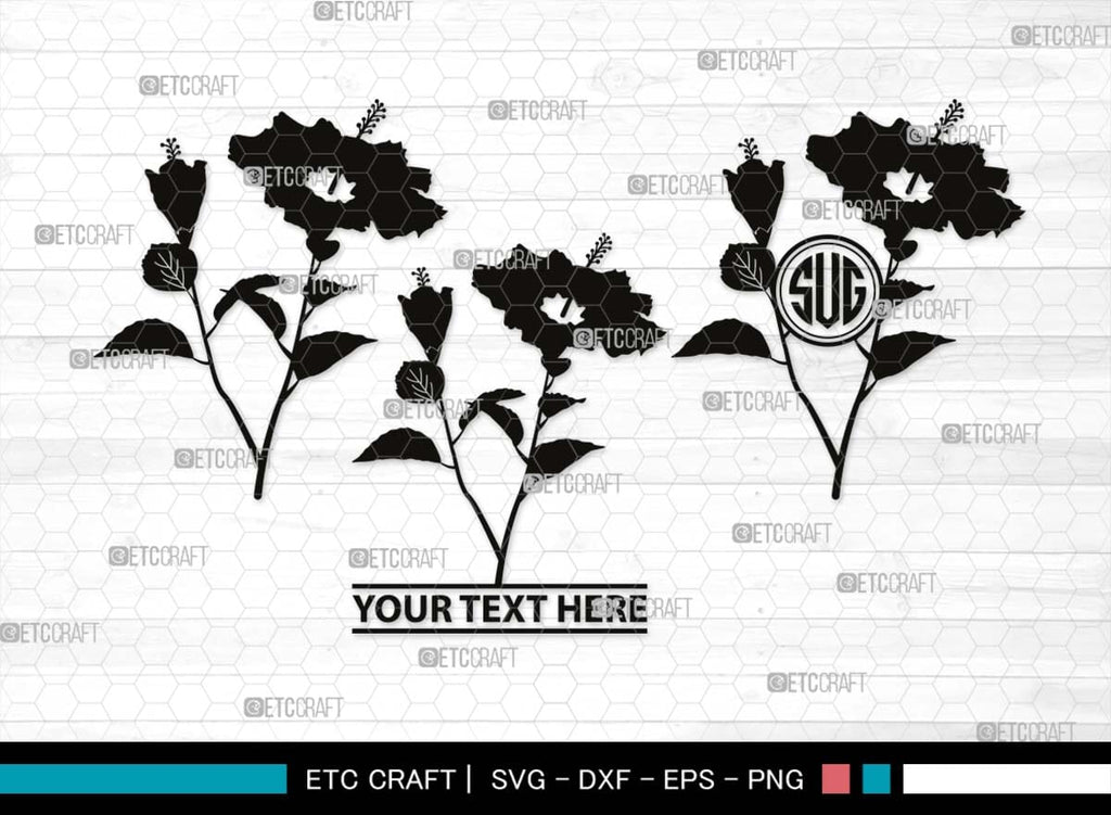 Hibiscus Monogram, Hibiscus Silhouette, Hibiscus SVG, Tropical Flower ...