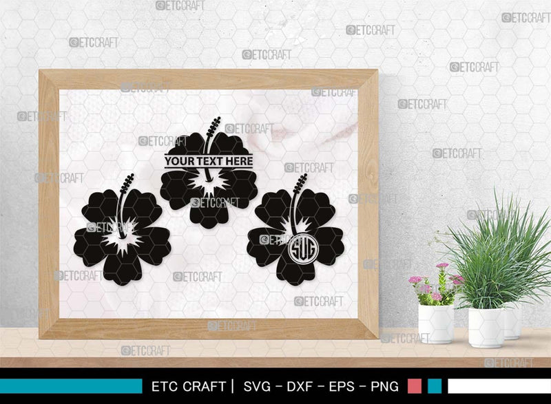 Hibiscus Monogram, Hibiscus Silhouette, Hibiscus SVG, Tropical Flower ...