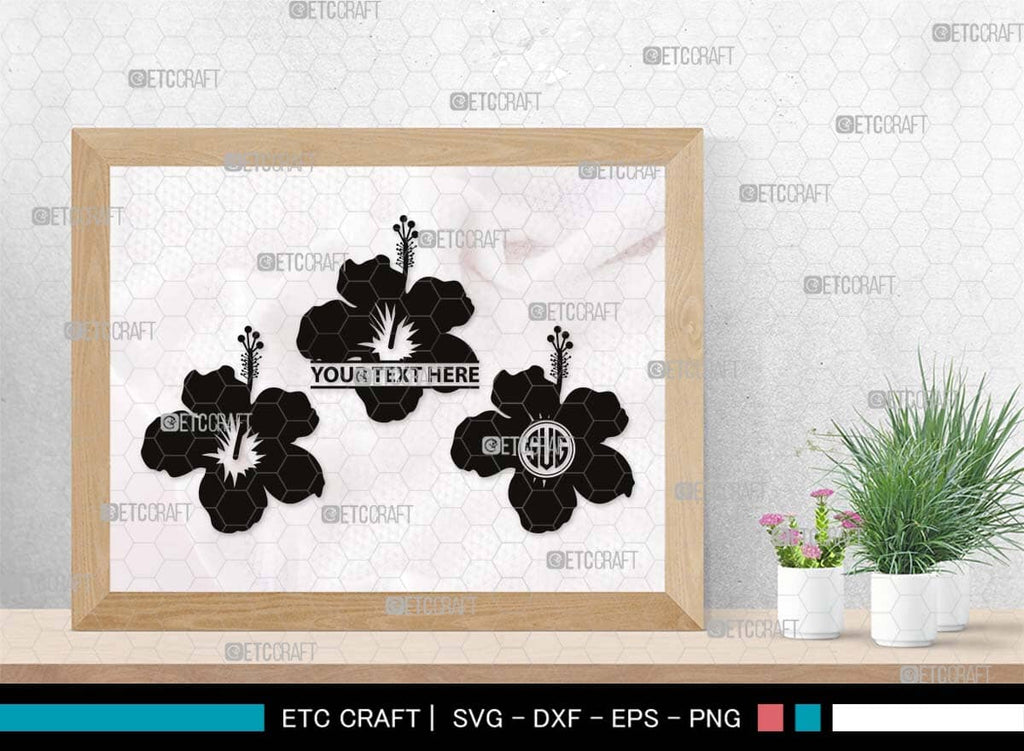 Hibiscus Monogram, Hibiscus Silhouette, Hibiscus SVG, Tropical Flower ...
