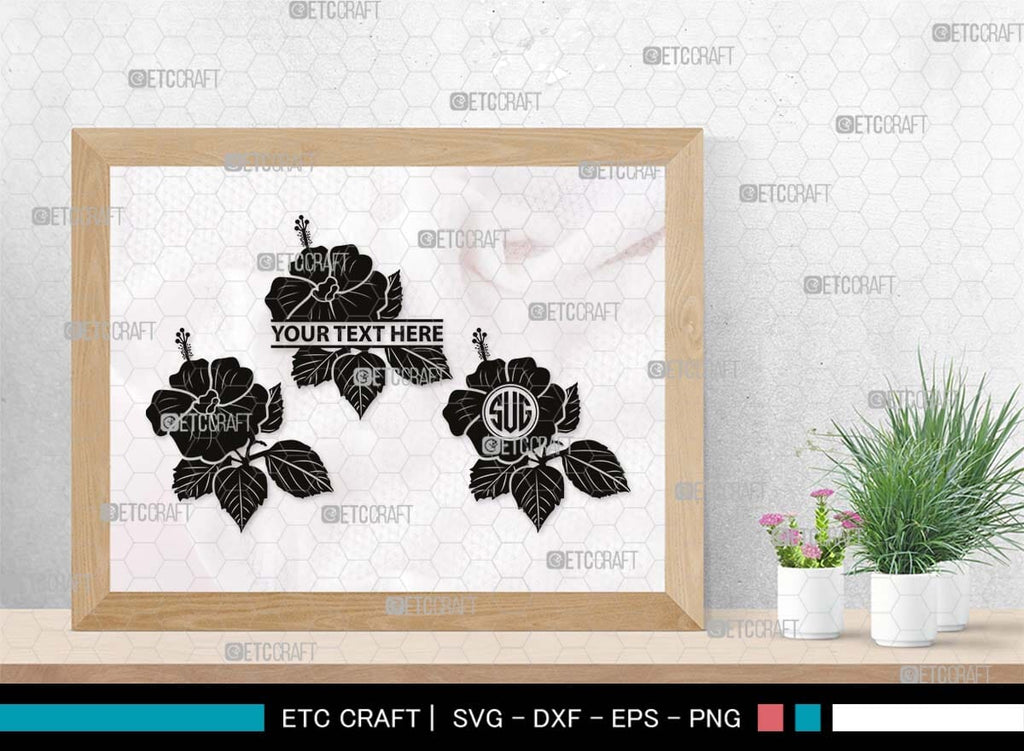 Hibiscus Monogram, Hibiscus Silhouette, Hibiscus SVG, Tropical Flower ...