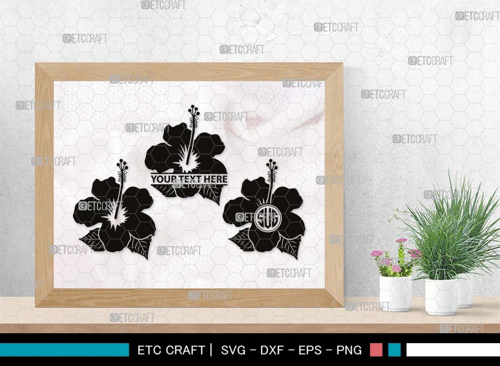 Hibiscus Monogram, Hibiscus Silhouette, Hibiscus SVG, Tropical Flower ...