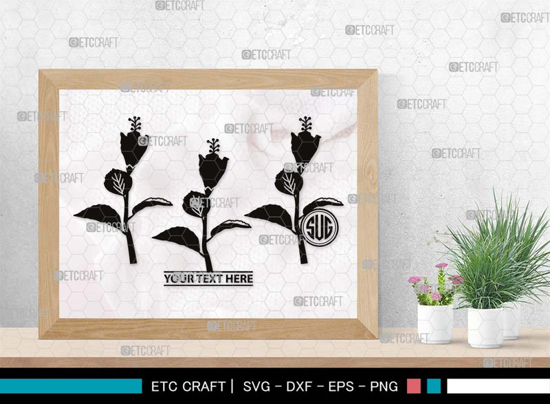 Hibiscus Monogram, Hibiscus Silhouette, Hibiscus SVG, Tropical Flower ...