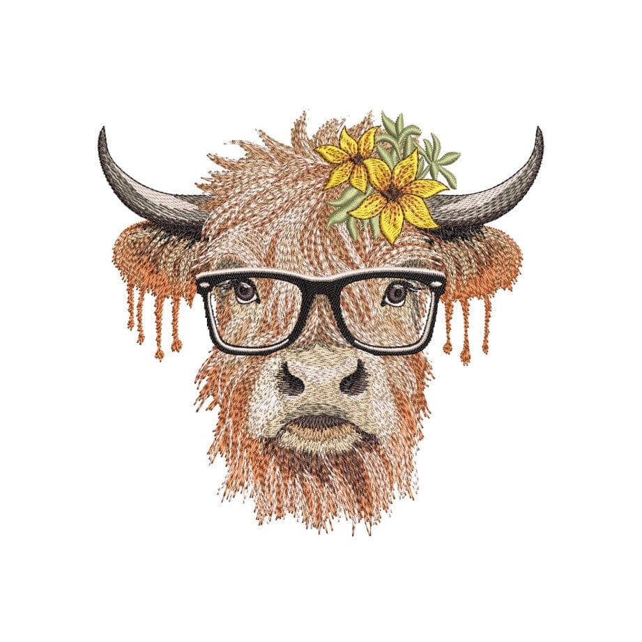 Highland Cow Embroidery Design, Farm Animal Machine Embroidery File, 2 ...
