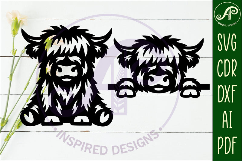 Highland cow laser cut outs SVG file - So Fontsy