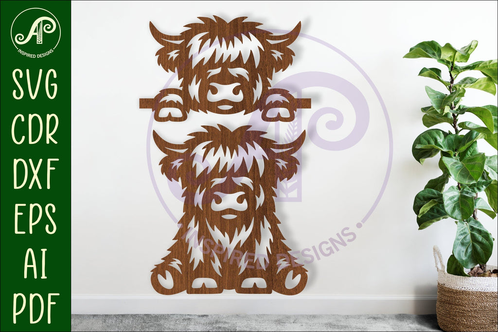 Highland cow laser cut outs SVG file - So Fontsy
