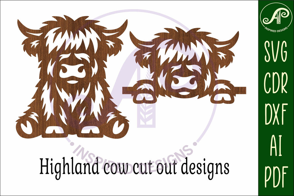 Highland cow laser cut outs SVG file - So Fontsy