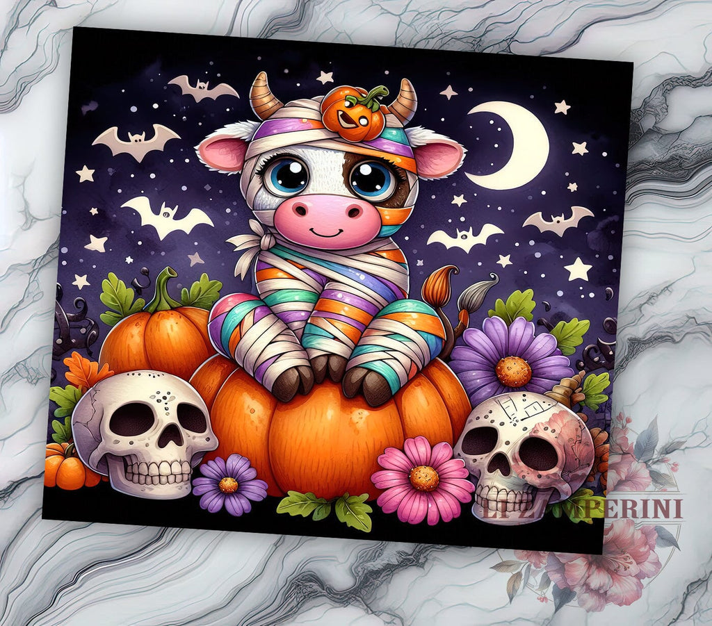 Highland Cow, Mummy Cow, Halloween Decor, Tumbler Wrap, Digital ...