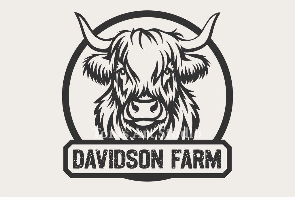 Highland Cow Name Sign SVG | Laser Cut File - So Fontsy