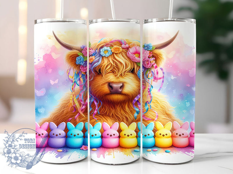 Highland Cow Peeps Bunny Easter Tumbler Wrap, Peeps Bunny Tumbler ...