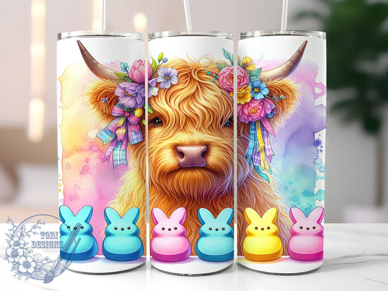 Highland Cow Peeps Bunny Easter Tumbler Wrap, Peeps Bunny Tumbler ...