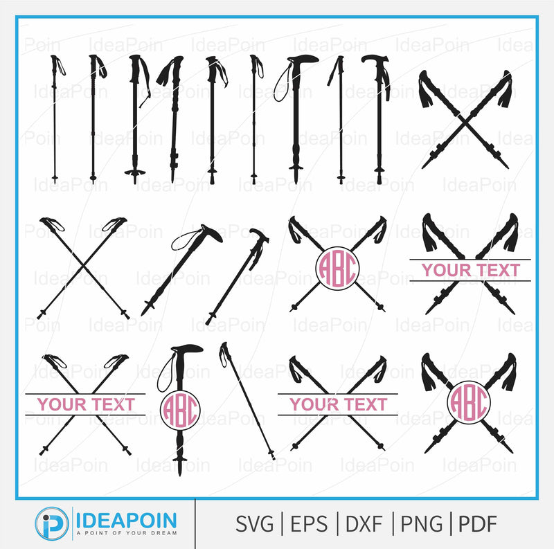 Hiker stick svg, Hiking Sticks monogram, Trekking Poles SVG, Hiking ...