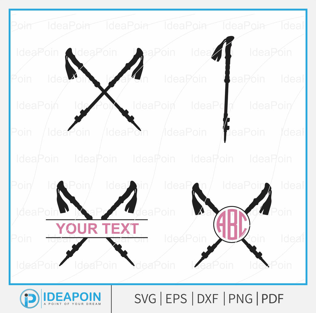 Hiker stick svg, Hiking Sticks monogram, Trekking Poles SVG, Hiking ...