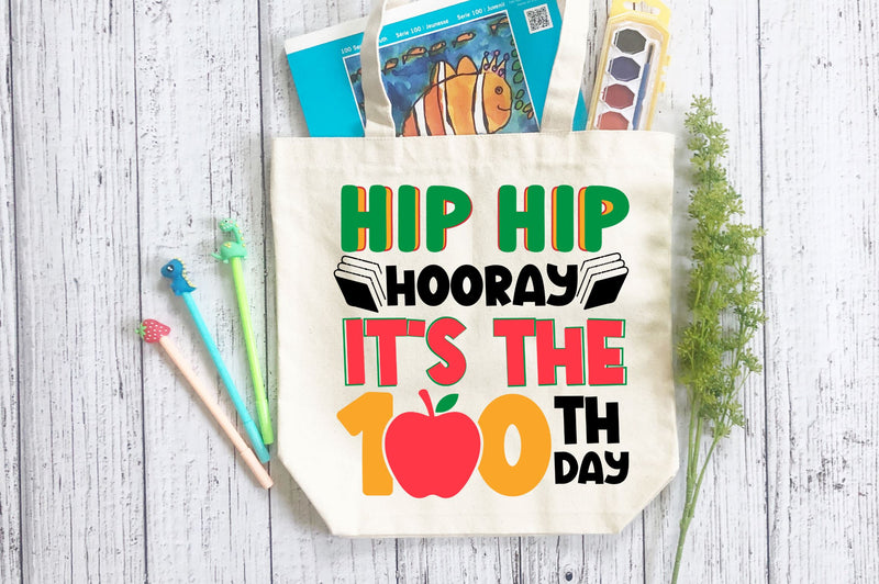 hip hip hooray it's the 100th day SVG Design - So Fontsy