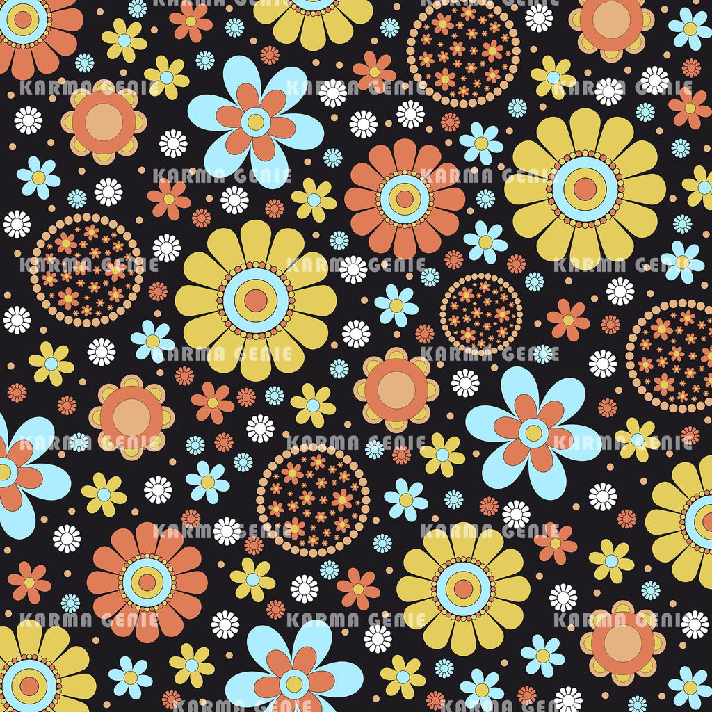 Hippie Flower Power Retro Mid Century 60s 70s Cute Floral Pattern ...