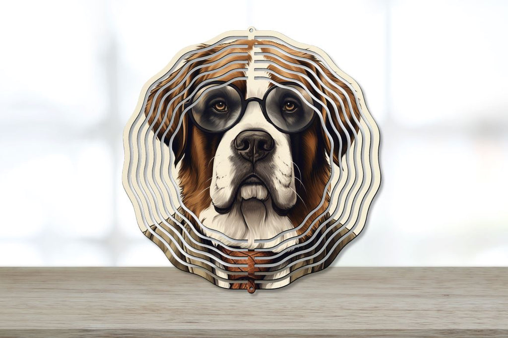 Hipster Saint Bernard Dog Wind Spinner Sublimation Bundle - So Fontsy