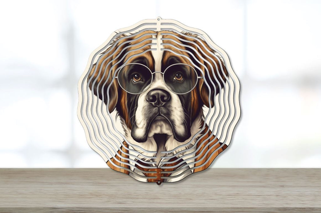 Hipster Saint Bernard Dog Wind Spinner Sublimation Bundle - So Fontsy