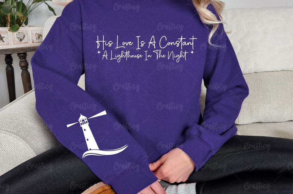 His Love is a Constant A Lighthouse in the Night Sleeve SVG Design - So ...