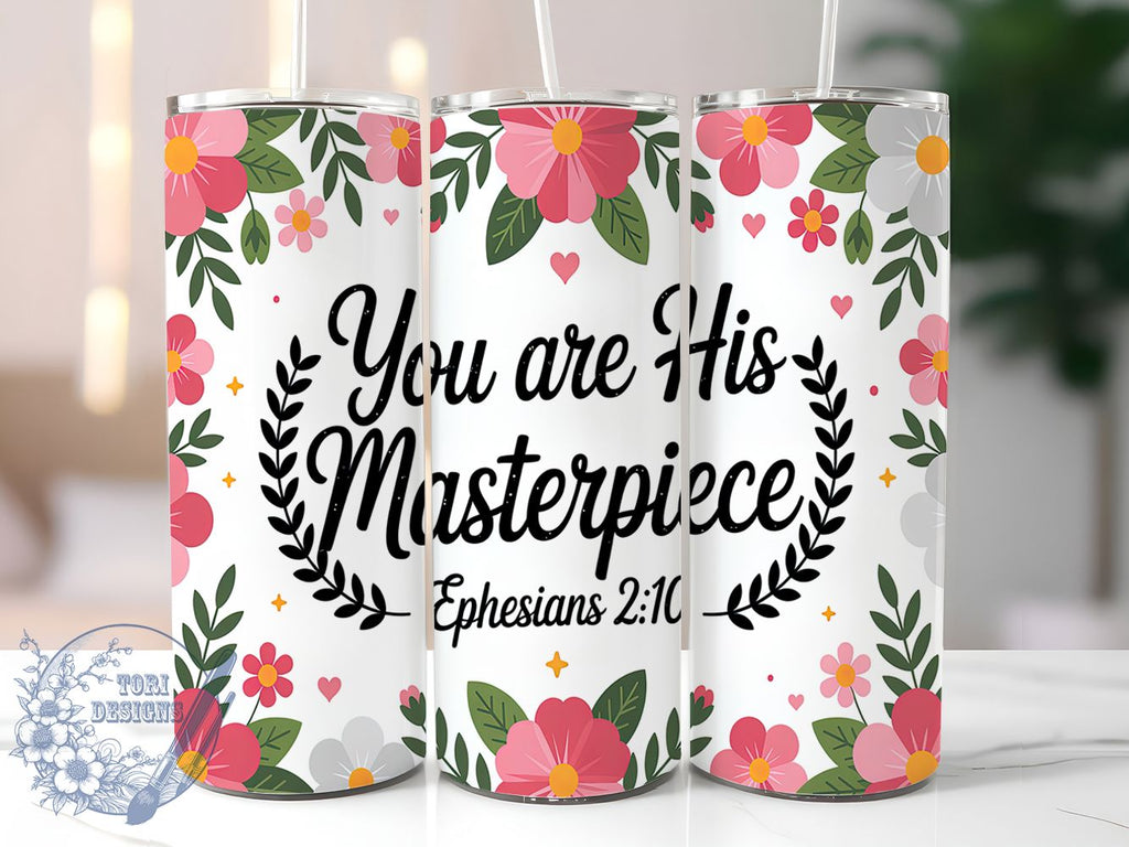 His Masterpiece Bible Verse Tumbler, Ephesians 210 Tumbler, Christian ...