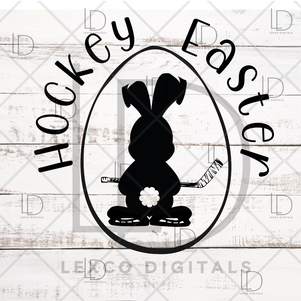 Hockey Easter Bunny With Skates And Ice Hockey Stick PNG/SVG Instant ...