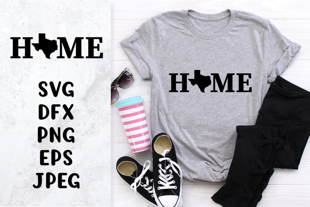 Home Texas SVG with map. Patriotic door sign. Shirt design - So Fontsy