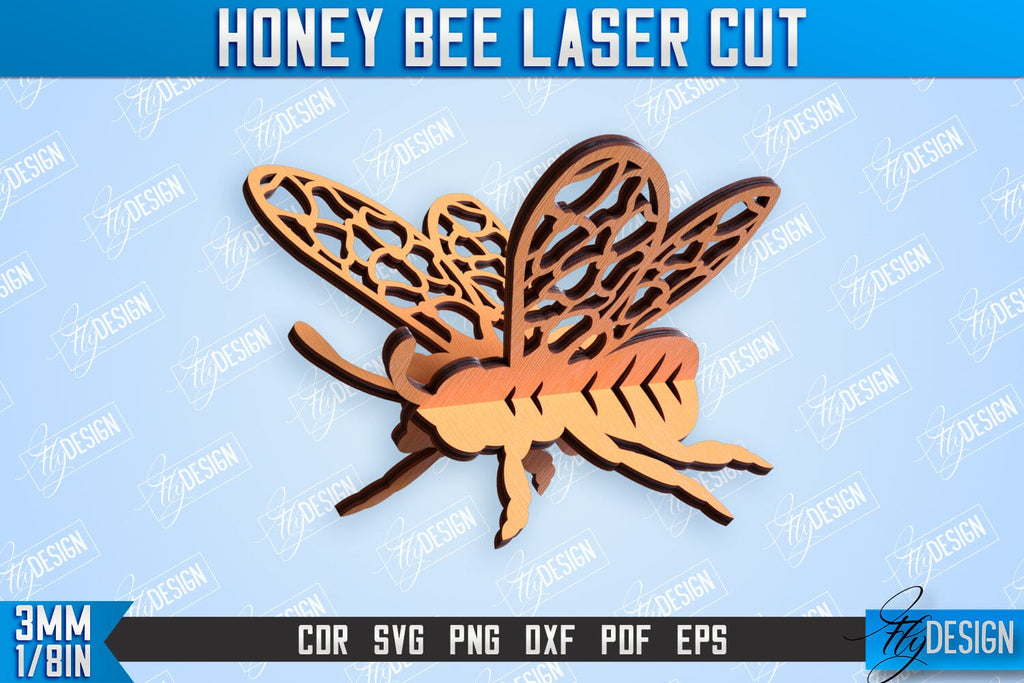 Honey Bee Laser Cut | Summer Design | Decorative Bee | CNC File - So Fontsy