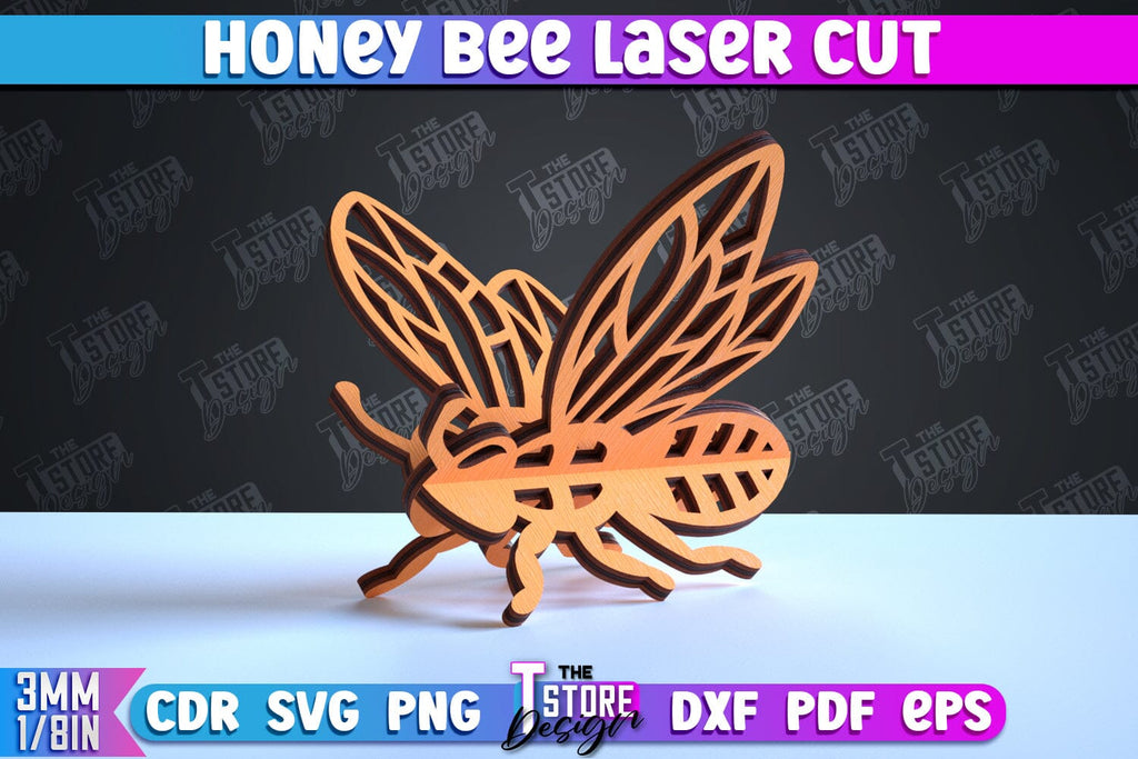 Honey Bee Laser Cut | Summer Design | Decorative Bee | CNC File - So Fontsy