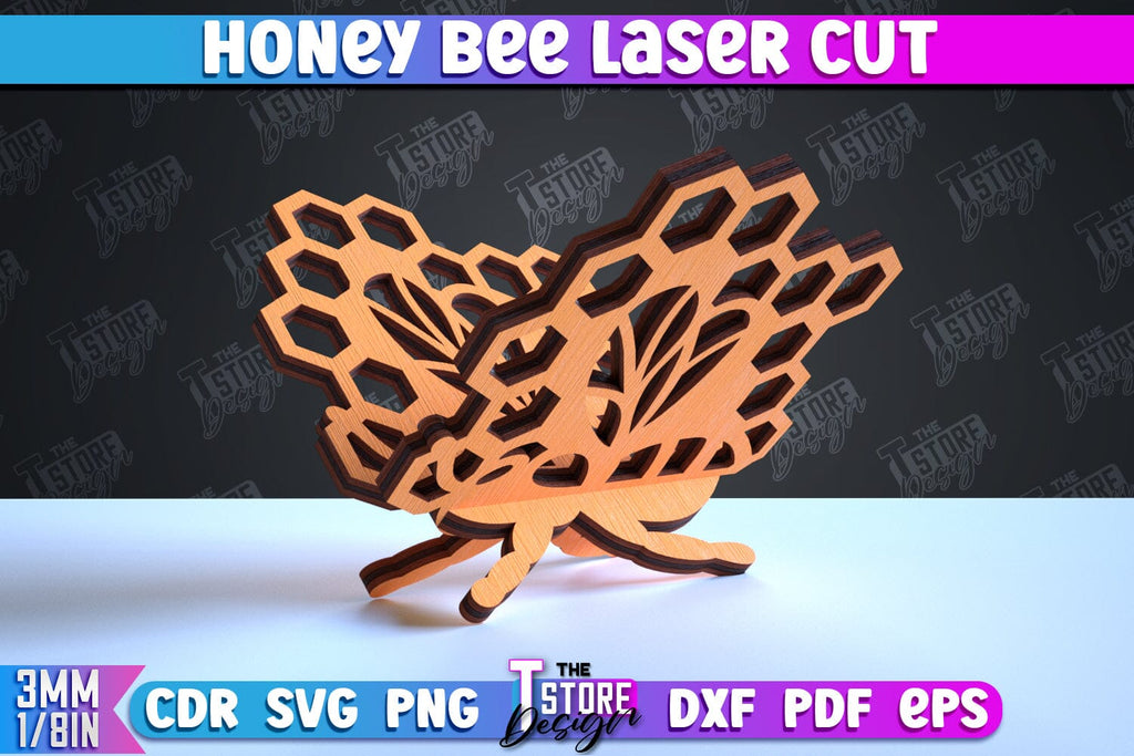 Honey Bee Laser Cut | Summer Design | Decorative Bee | CNC File - So Fontsy