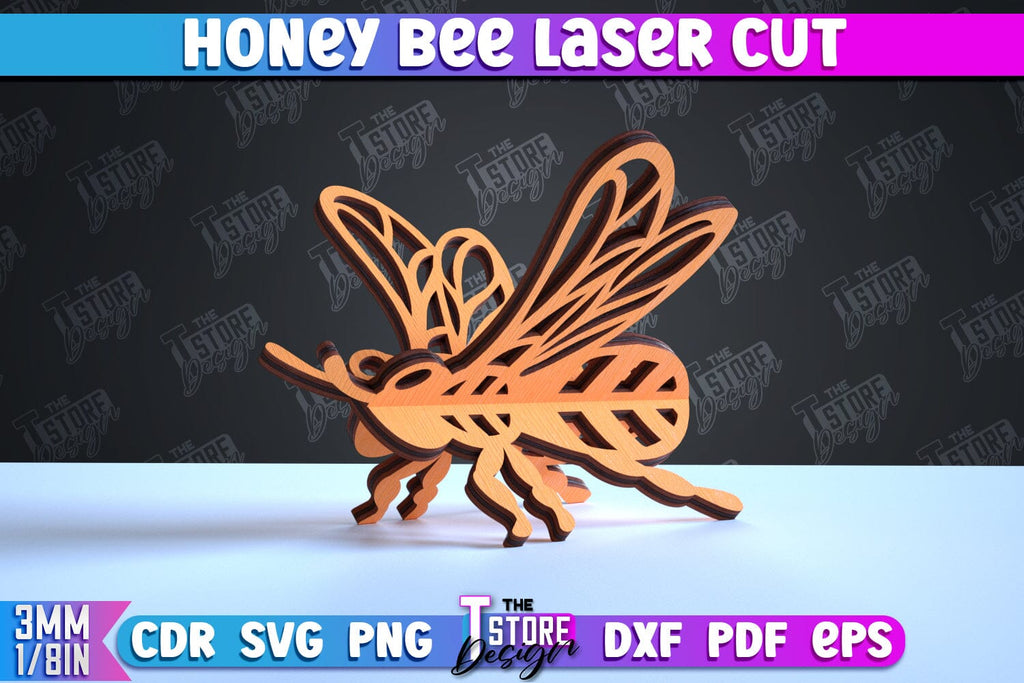 Honey Bee Laser Cut | Summer Design | Decorative Bee | CNC File - So Fontsy