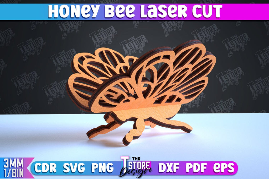 Honey Bee Laser Cut | Summer Design | Decorative Bee | CNC File - So Fontsy