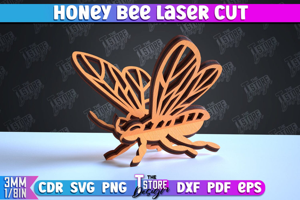 Honey Bee Laser Cut | Summer Design | Decorative Bee | CNC File - So Fontsy
