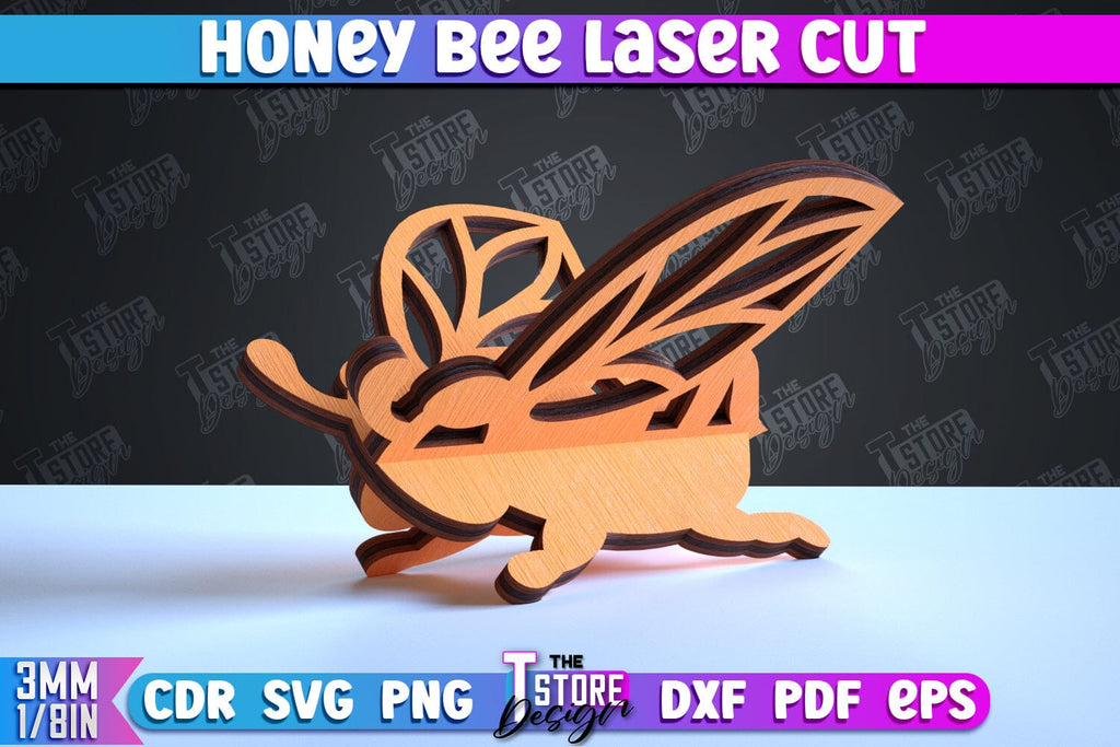 Honey Bee Laser Cut | Summer Design | Decorative Bee | CNC File - So Fontsy