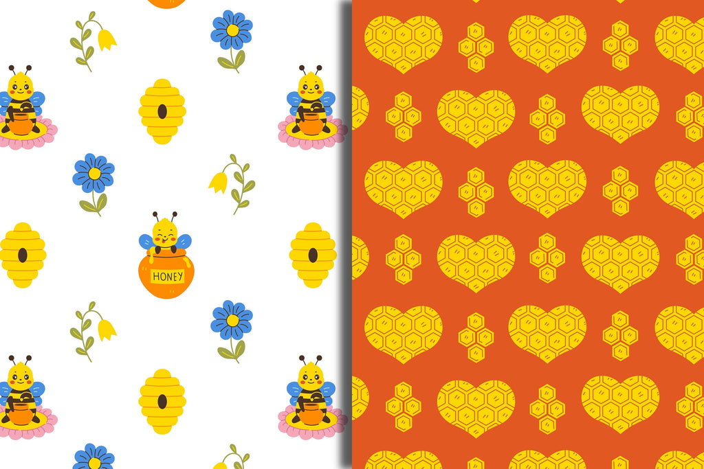 Honey Bee Seamless Patterns - So Fontsy