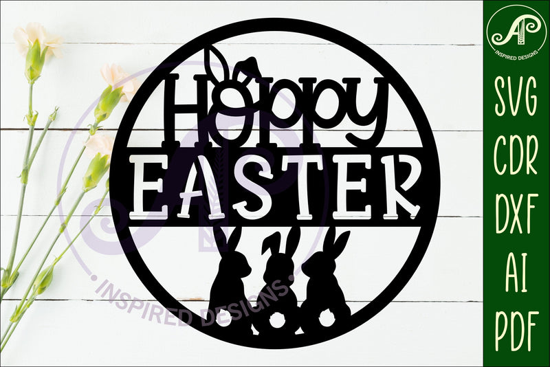 Hoppy Easter wall art sign, SVG file. vector - So Fontsy