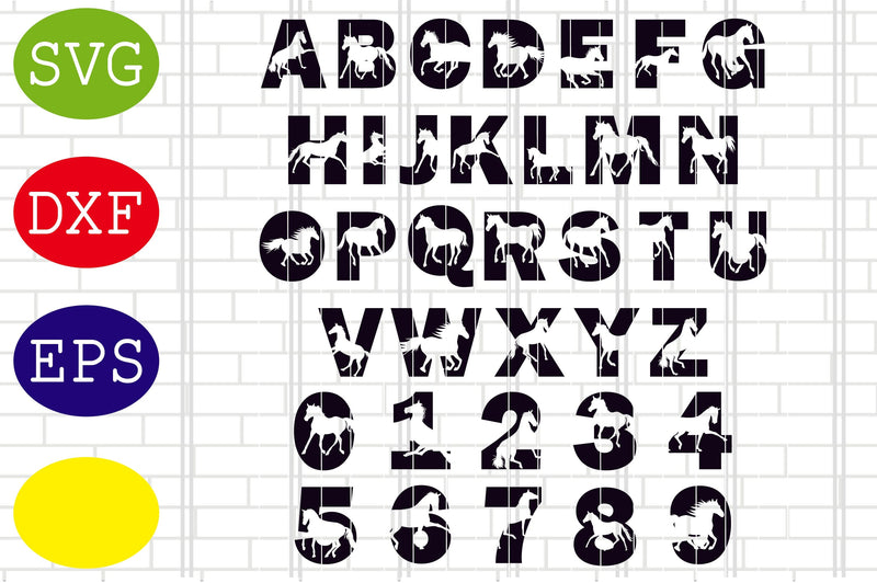 Horse Alphabet Svg, Font with Horses Svg, Western Horse Alphabet ...