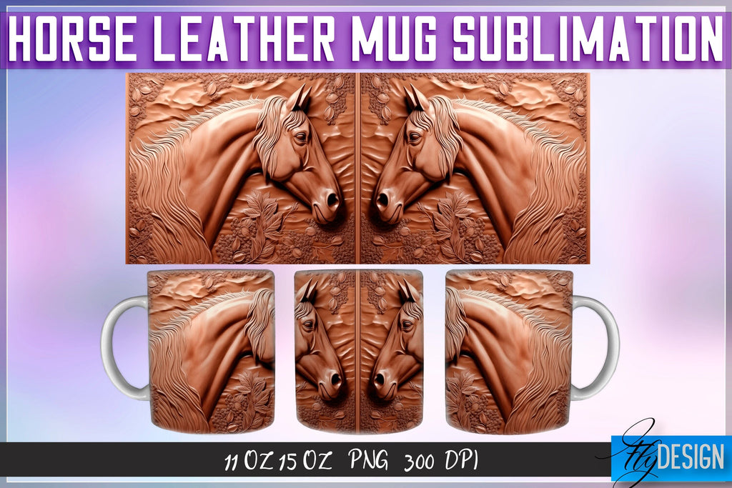 Horse Leather Mug Sublimation | 11 oz 15 oz Mug | PNG File - So Fontsy