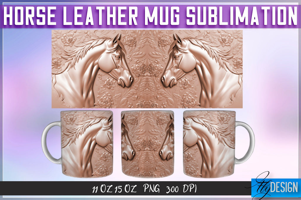 Horse Leather Mug Sublimation | 11 oz 15 oz Mug | PNG File - So Fontsy